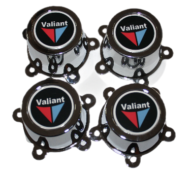 Mag Wheel Centre Cap Set, Early - Valiant Black Logo : RV1-VG