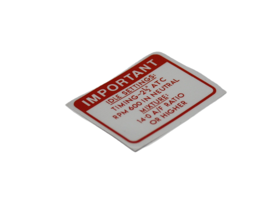 Important Idle Setting Decal : VE 273 | Decals